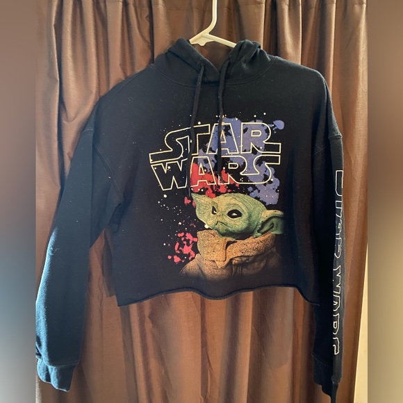 Star Wars | Sweaters | Star Wars Baby Yoda Grogu Hoodie Fitted Crop Top ...